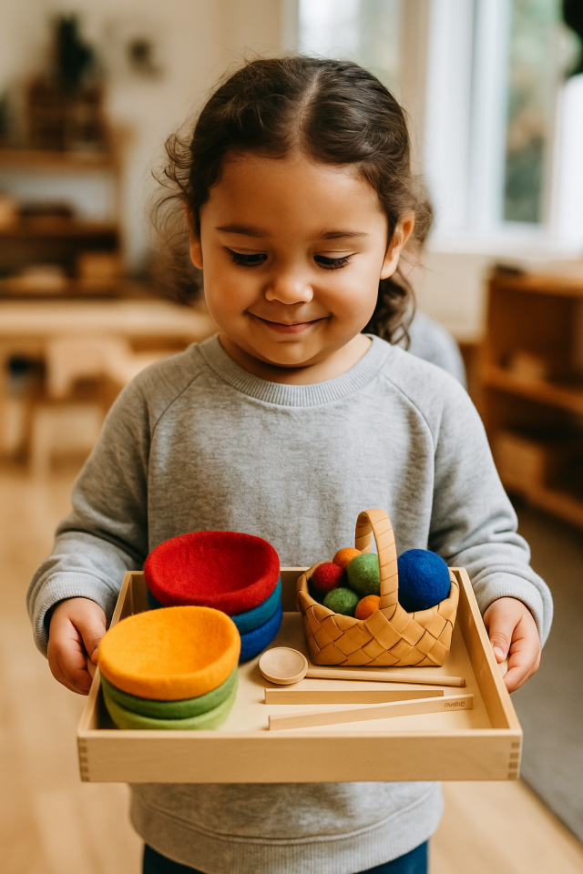 Montessori Color Sorting Game – Wool Felt Bowls | E&O Montessori