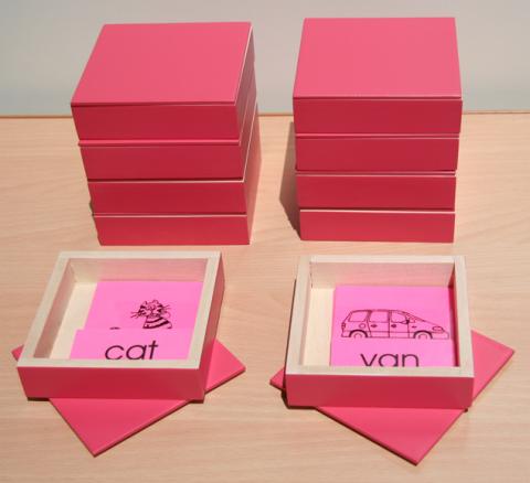 Pink Picture Cards & Word Cards with Wooden Boxes - Complete Set | E&O ...