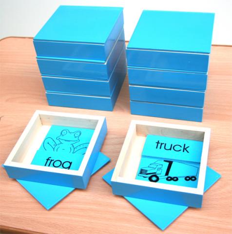 Blue Picture Cards & Word Cards With Wooden Boxes - Complete Set | E&O ...