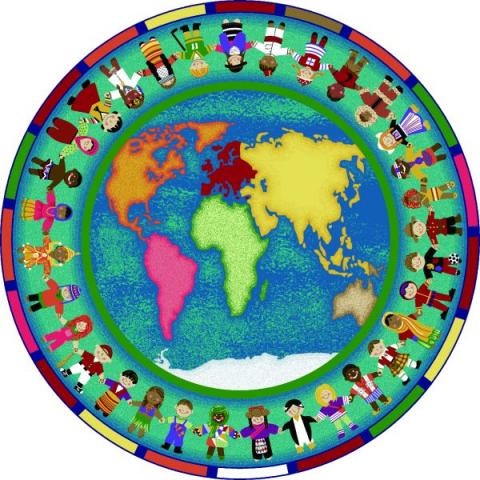 Hands Around the World Carpet - 7'7" Round | E&O Montessori