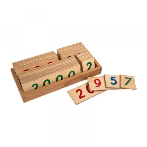 Large Wooden Number Cards with Box, 1-9000 | E&O Montessori