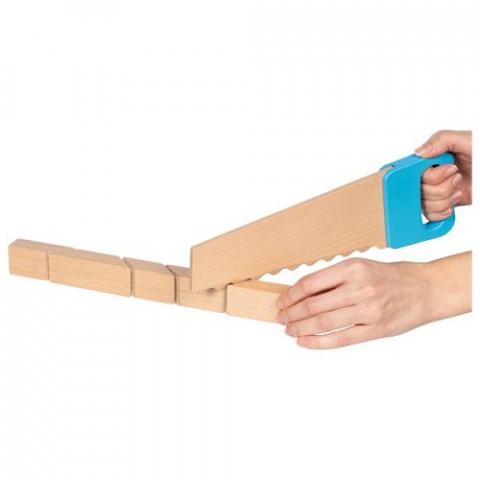 Wooden Building Blocks with Velcro Connectors and Saw | E&O Montessori