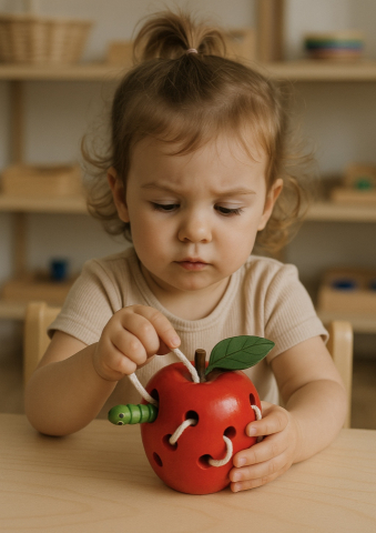 Fall Collection: Wooden Lacing (Threading) Apple | E&O Montessori